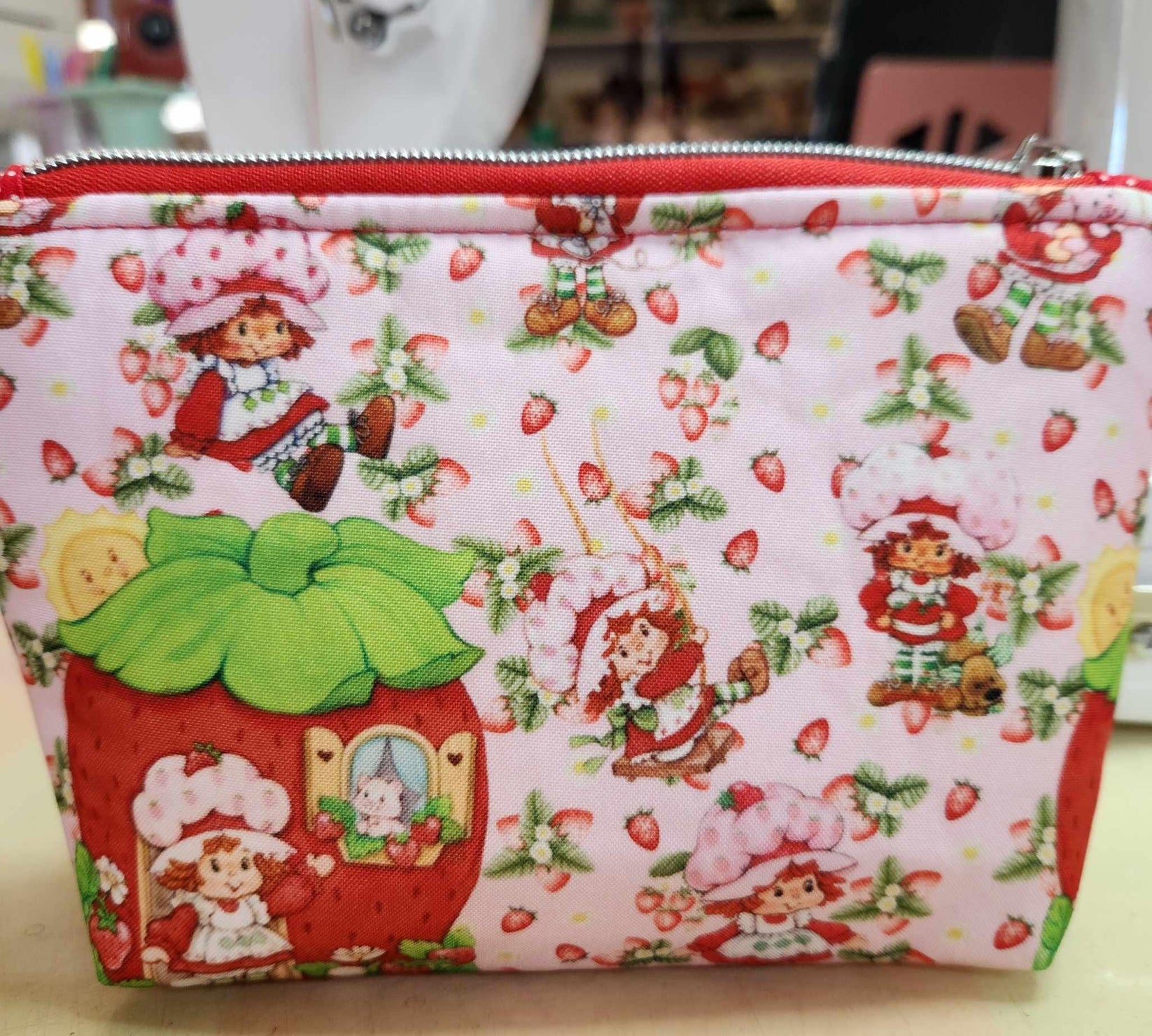 80's Strawberry Girl Squared Zipper Pouch Two Sizes – SewAdrienne