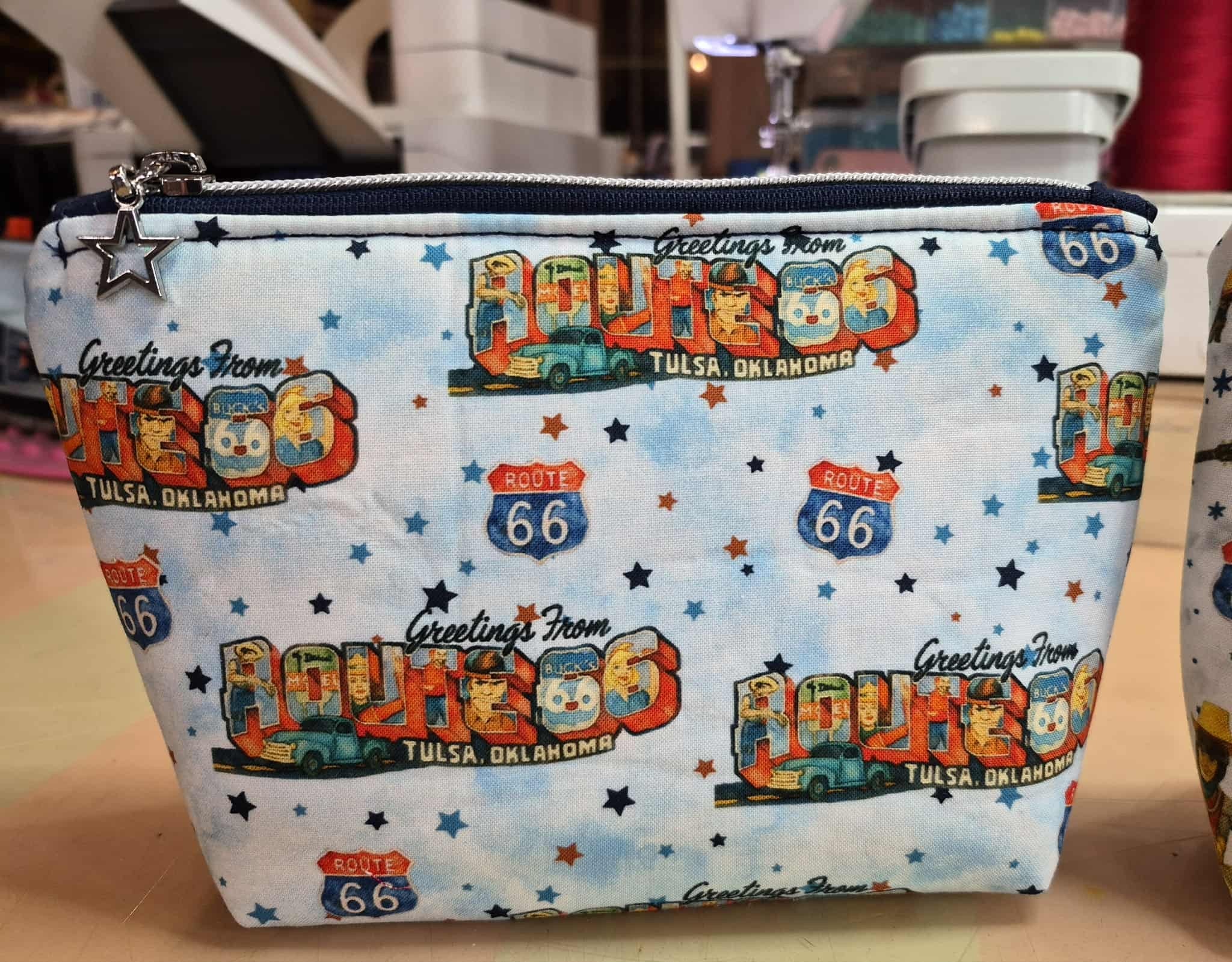 Greetings from Route 66 Tulsa Meadow Gold Mural Zippered Pouch Two Siz ...